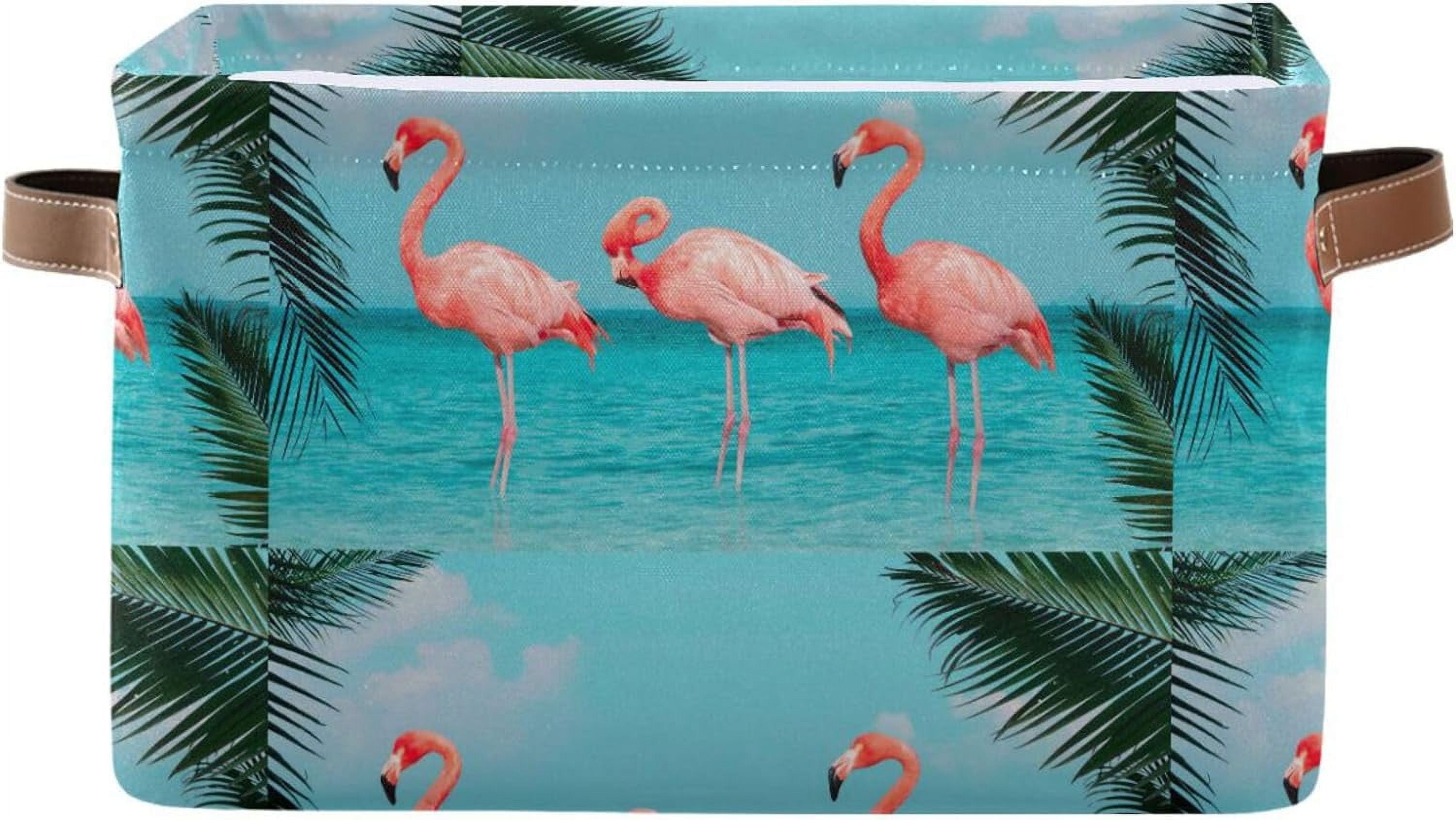 Coolnut Palm Flamingo Foldable Canvas Storage Bin, Sturdy Fabric ...