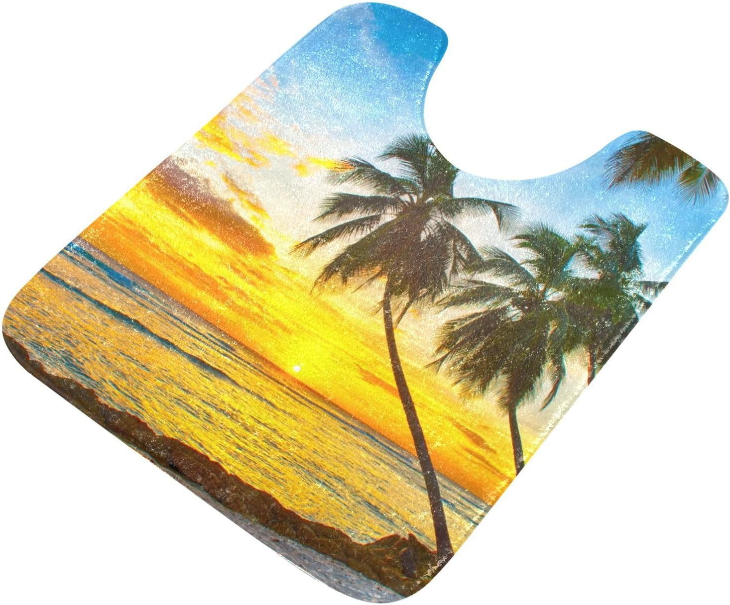 Coolnut Palm Tree Beach Sunset U Shape Toilet Bath Mat for Bathroom ...