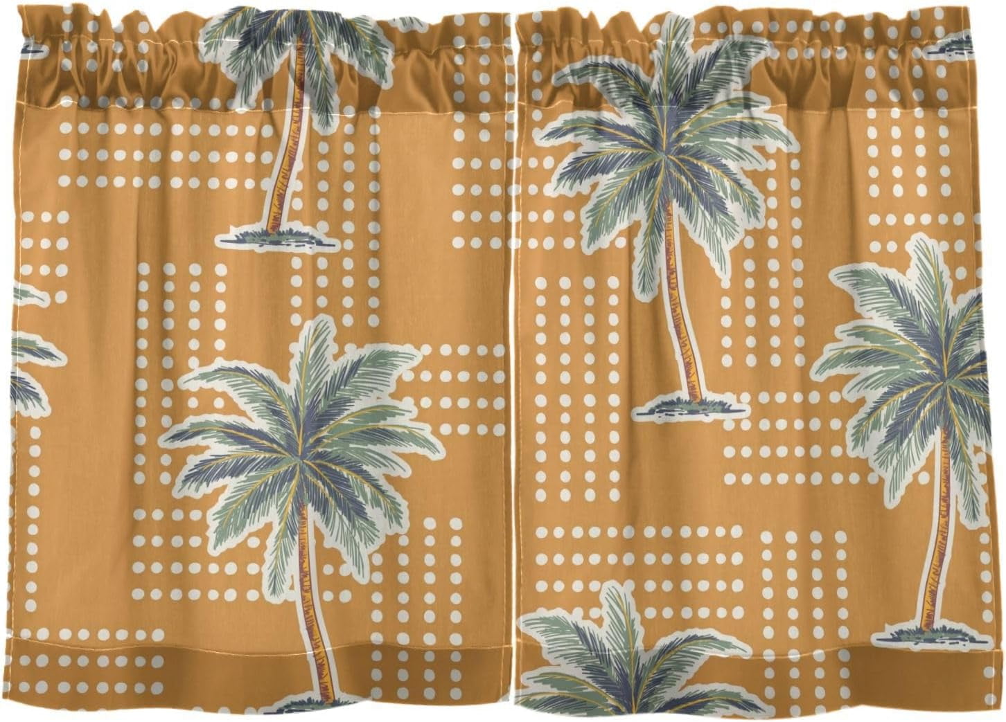 Coolnut Palm Tree Kitchen Curtains 2 Panels, UV Protected Tier Curtains Half Window Curtains for ...