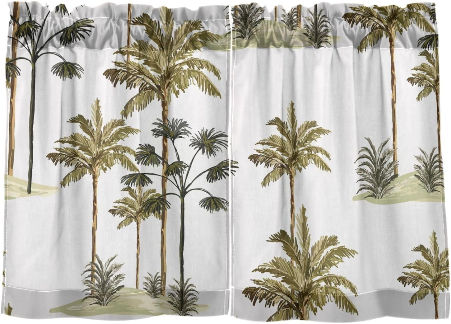 Coolnut Palm Tree Kitchen Curtains 2 Panels, UV Protected Tier Curtains ...