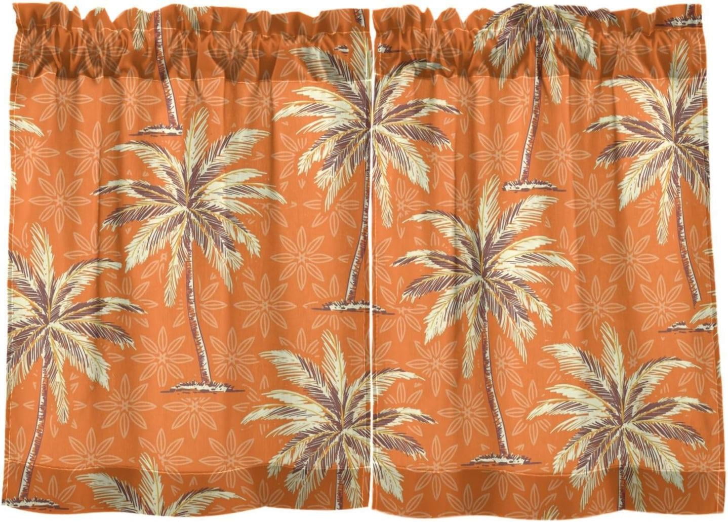 Coolnut Palm Tree Kitchen Curtains 2 Panels, UV Protected Tier Curtains ...