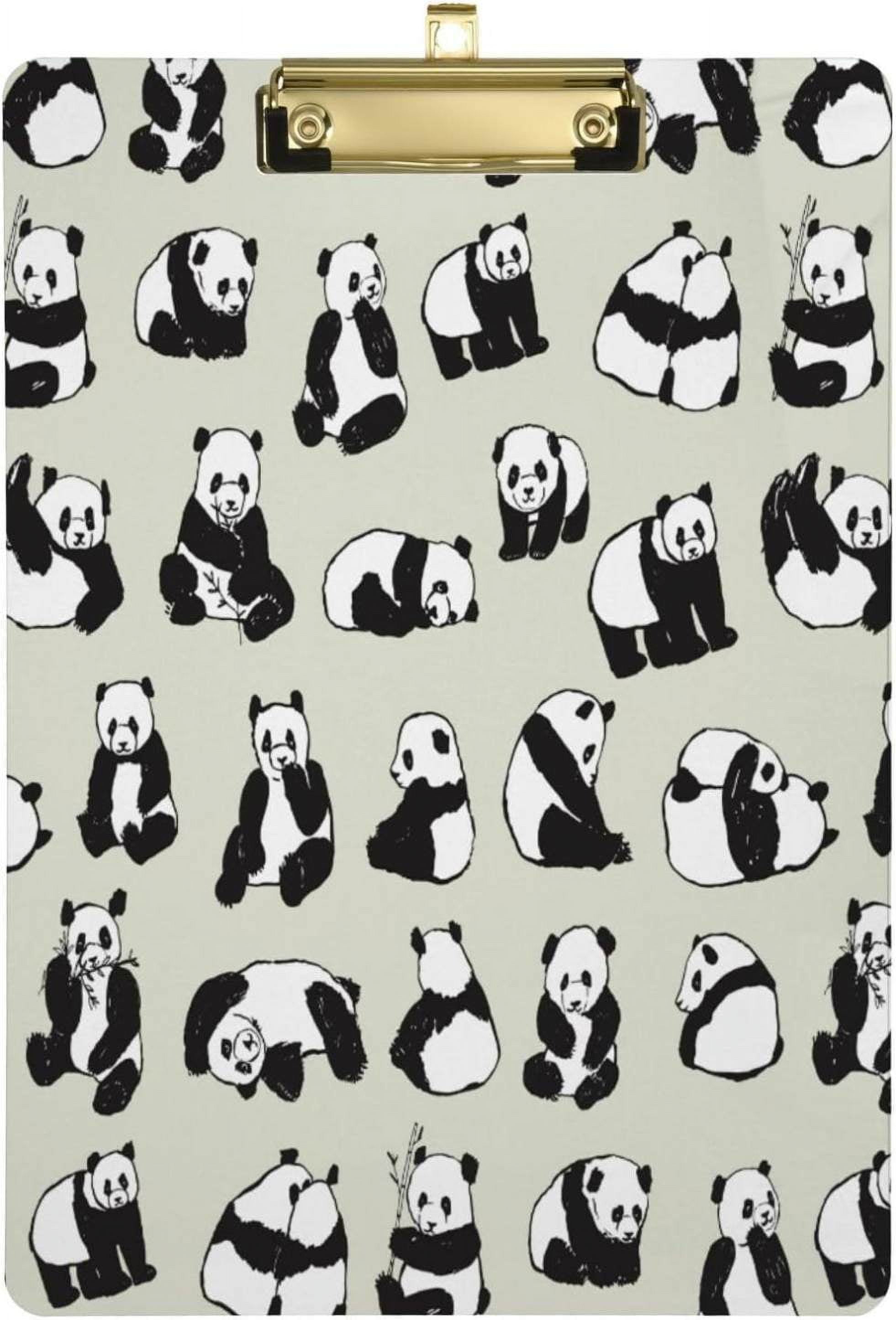 Coolnut Panda Animal Pattern Acrylic Clipboard with Low Profile Gold ...