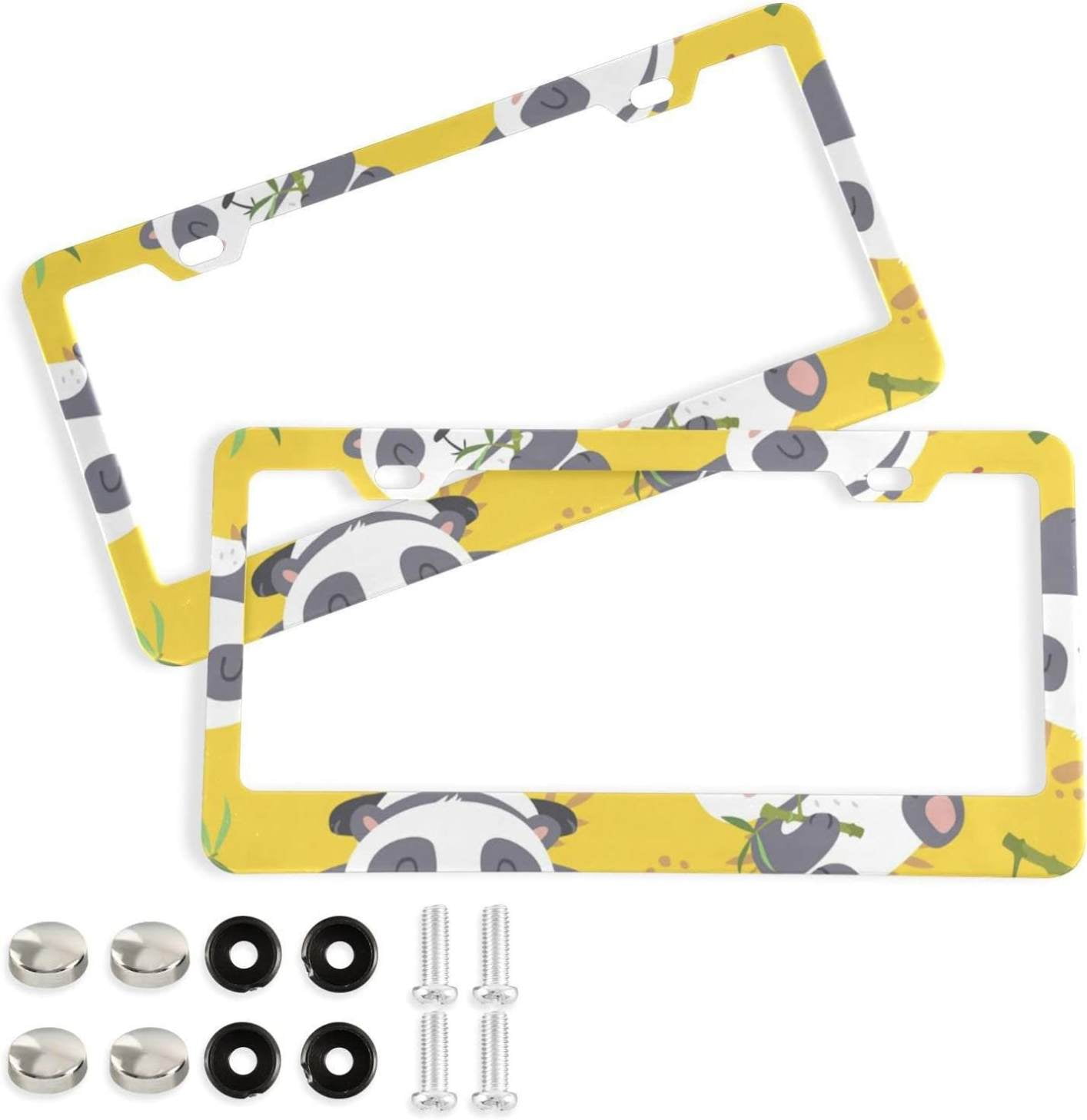 Coolnut Panda License Plate Frames 2 Pack, Waterproof Aluminum Alloy ...