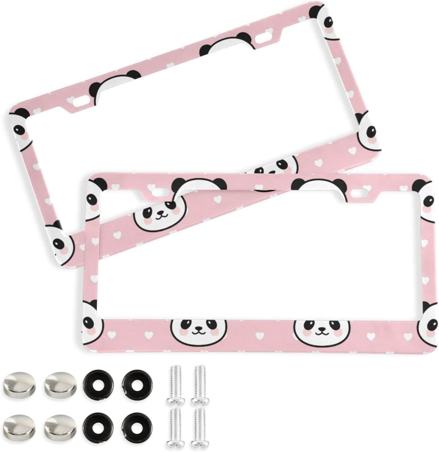 Coolnut Panda License Plate Frames 2 Pack, Waterproof Aluminum Alloy ...