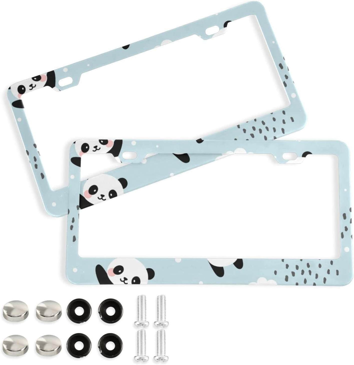 Coolnut Panda License Plate Frames 2 Pack, Waterproof Aluminum Alloy ...