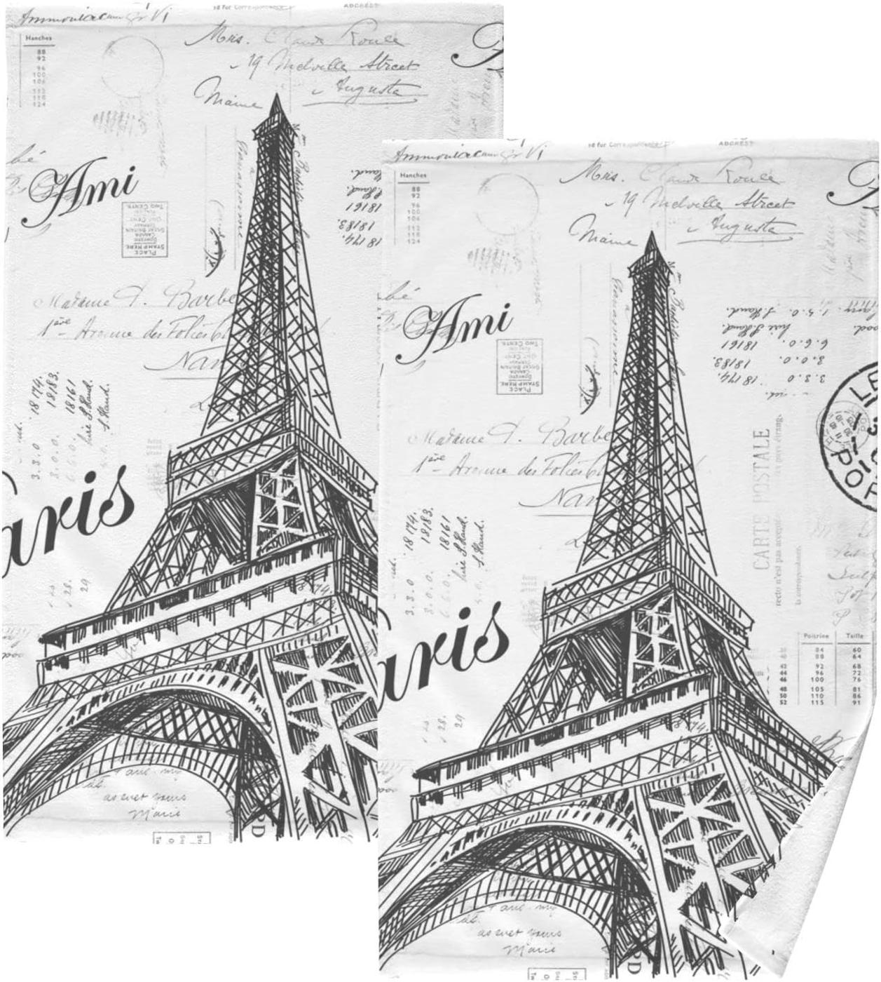 Coolnut Paris Eiffel Tower Hand Towels Set of 2 Soft Absorbent Towel ...