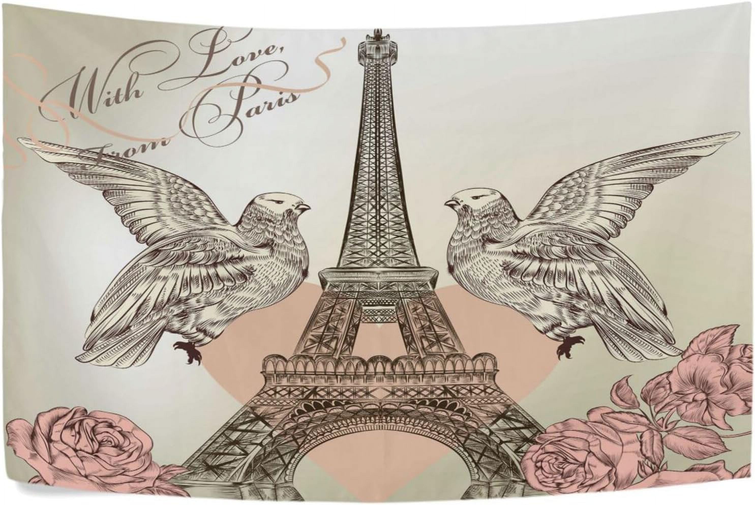 Coolnut Paris Tower Bird Tapestry Aesthetic Tapestry Wall Hanging 80" x ...