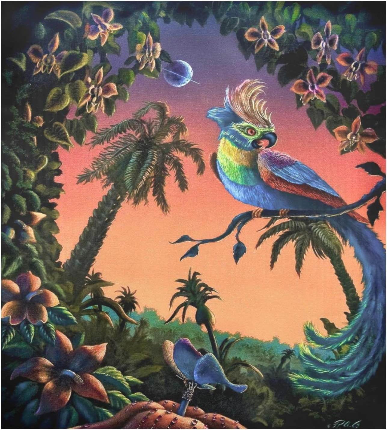 Coolnut Parrot Flower Sunset Dishwasher Magnet Sticker, Refrigerator ...