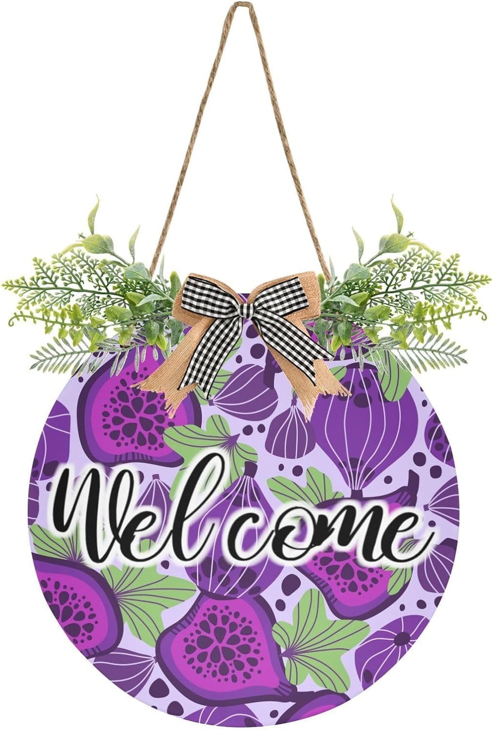 Coolnut Pattern with Figs Front Door Round, Hanging Welcome Sign, Front ...