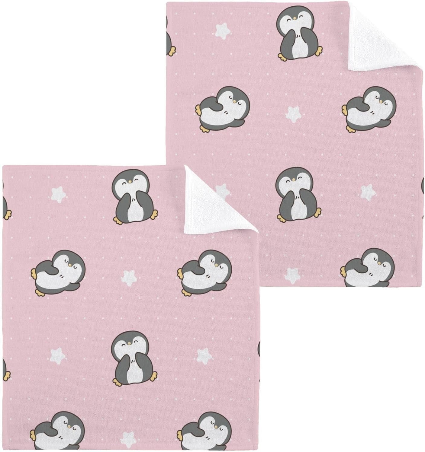 Coolnut Penguin Washcloths Set of 2-12 X 12 Inch, Fast Drying Wash ...