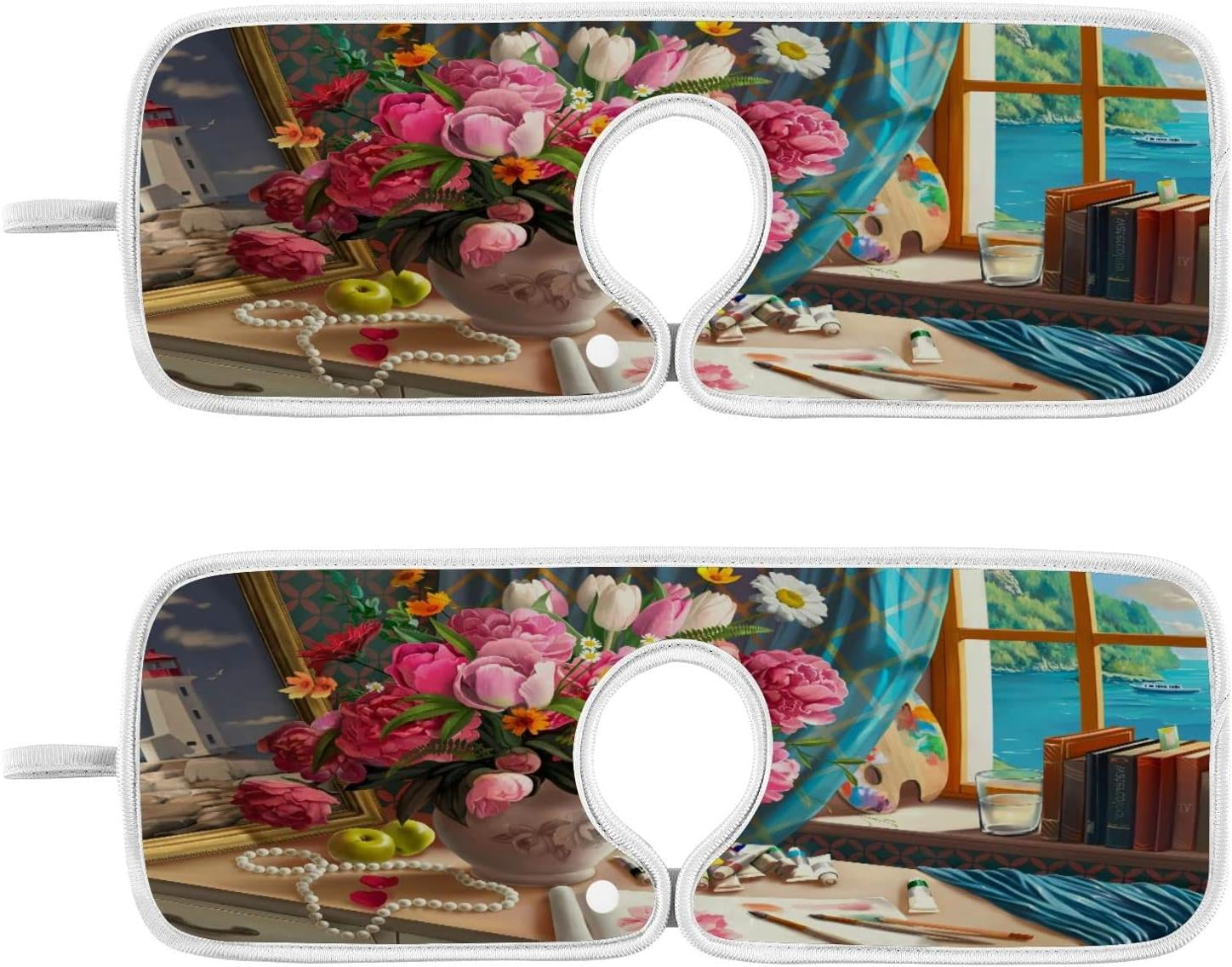Coolnut Peonies Flower Art Sink Splash Guard for Faucet 2 Packs Faucet ...