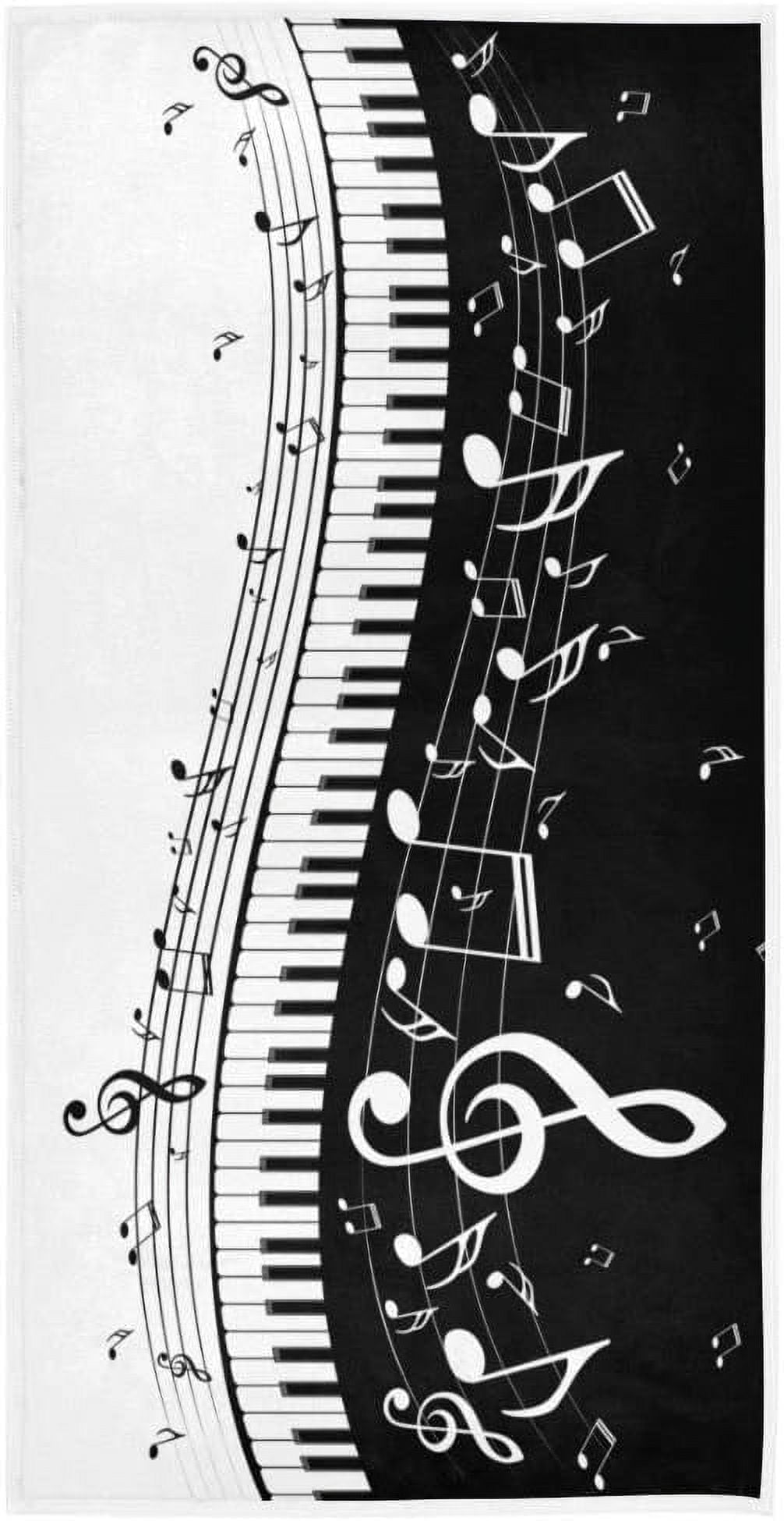 Coolnut Piano Keys Musical Notes Hand Towels Absorbent Ultra Soft Guest ...