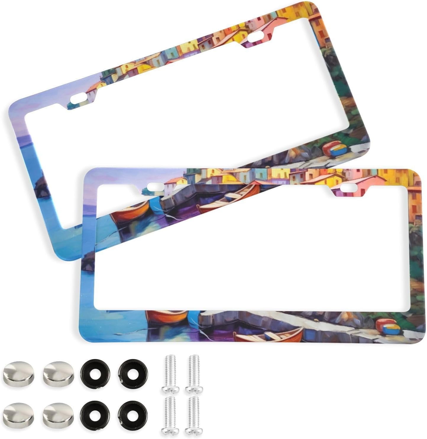 Coolnut Picturesque Village 2 Pack License Plate Frames,Universal ...