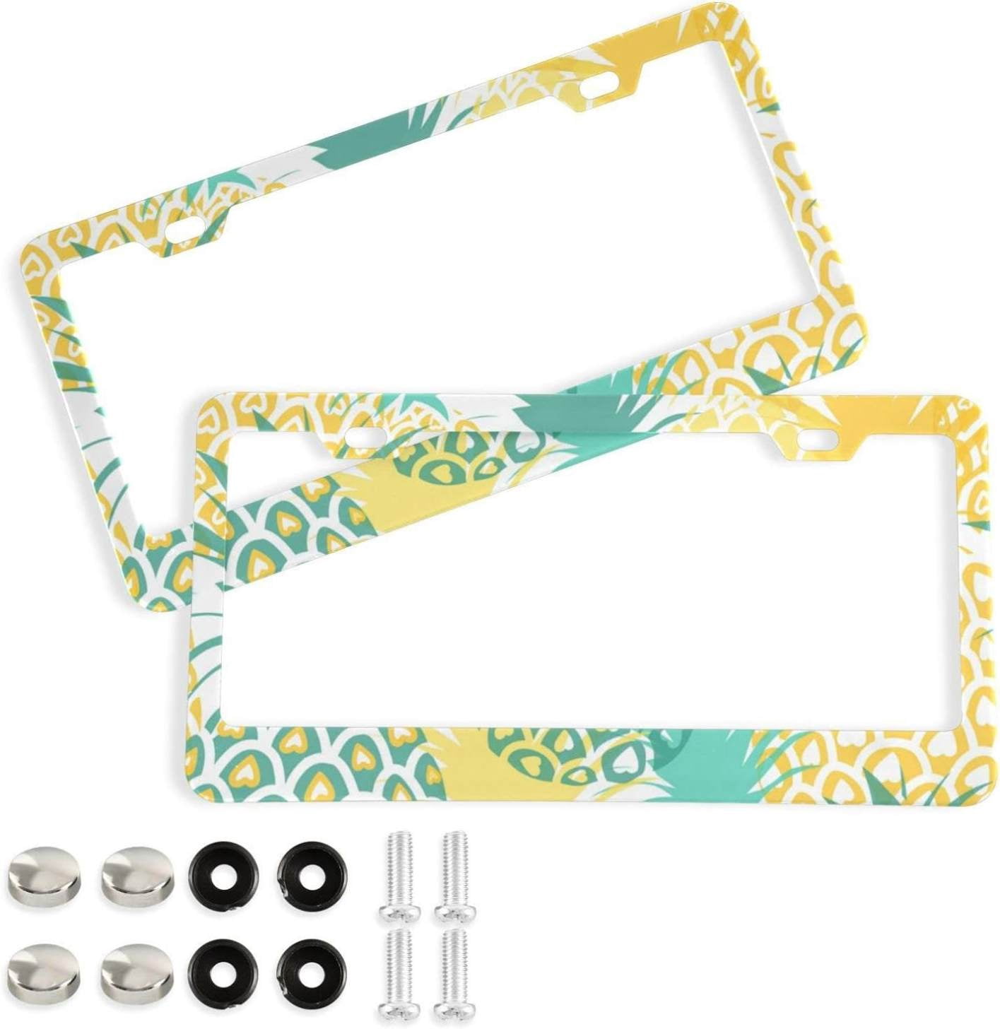 Coolnut Pineapple License Plate Frames 2 Pack, Waterproof Aluminum ...