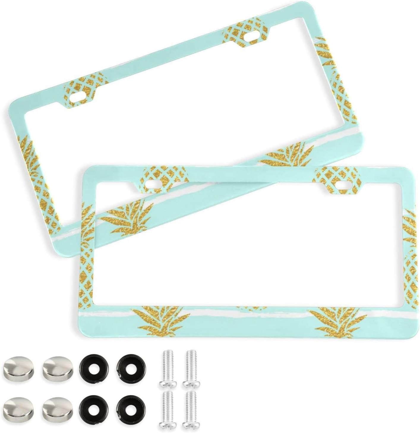 Coolnut Pineapple License Plate Frames 2 Pack, Waterproof Aluminum ...
