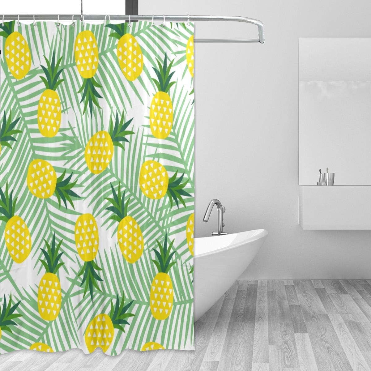 Coolnut Pineapples Leaves Bath Shower Curtain Liners 72"x72", 100% ...