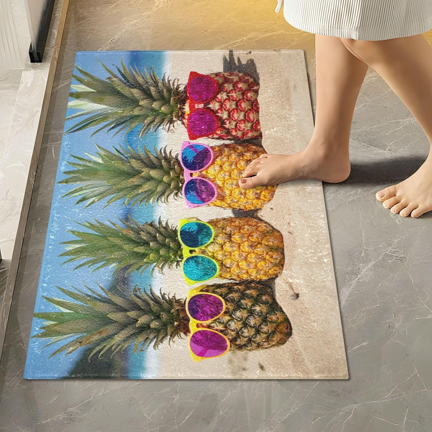 Coolnut Pineapples Toilet Rugs U-Shaped Absorbent Non-Slip Bath Rug ...