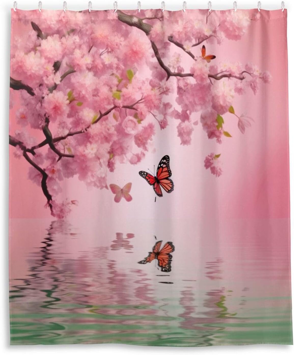 Coolnut Pink Cherry Blossoms Shower Curtain for Bathroom, Bath Bathroom ...