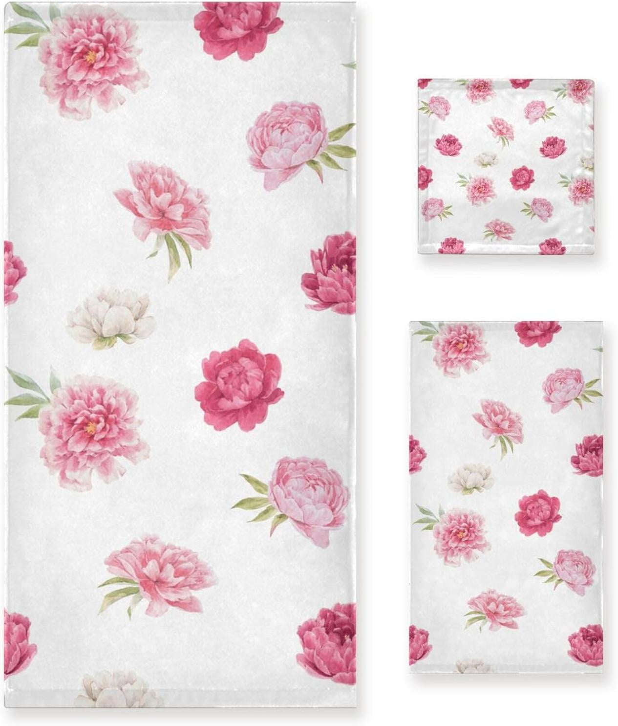 Coolnut Pink Floral Bath Towels Soft Absorbent Bath Towels Bath Towel ...