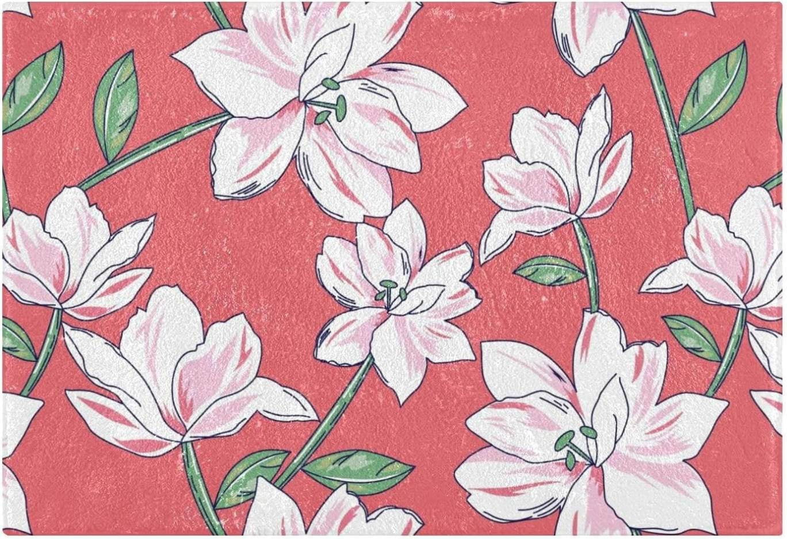 Coolnut Pink Flower High Absorbent U-Shaped Contour Toilet Rugs Machine ...