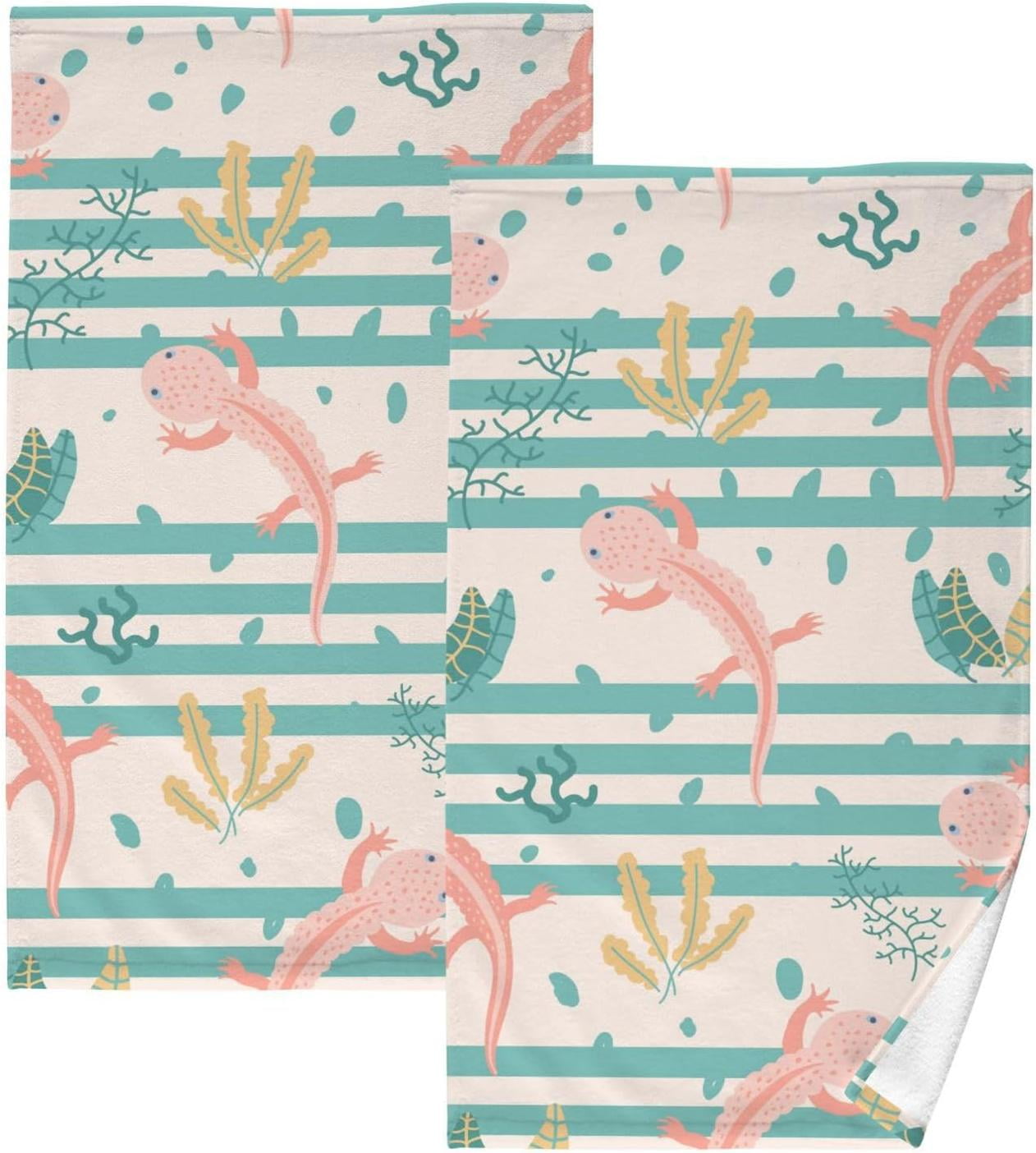 Coolnut Pink Gecko Patterned Hand Towels 2 PCS, Cotton Bath Towel for ...