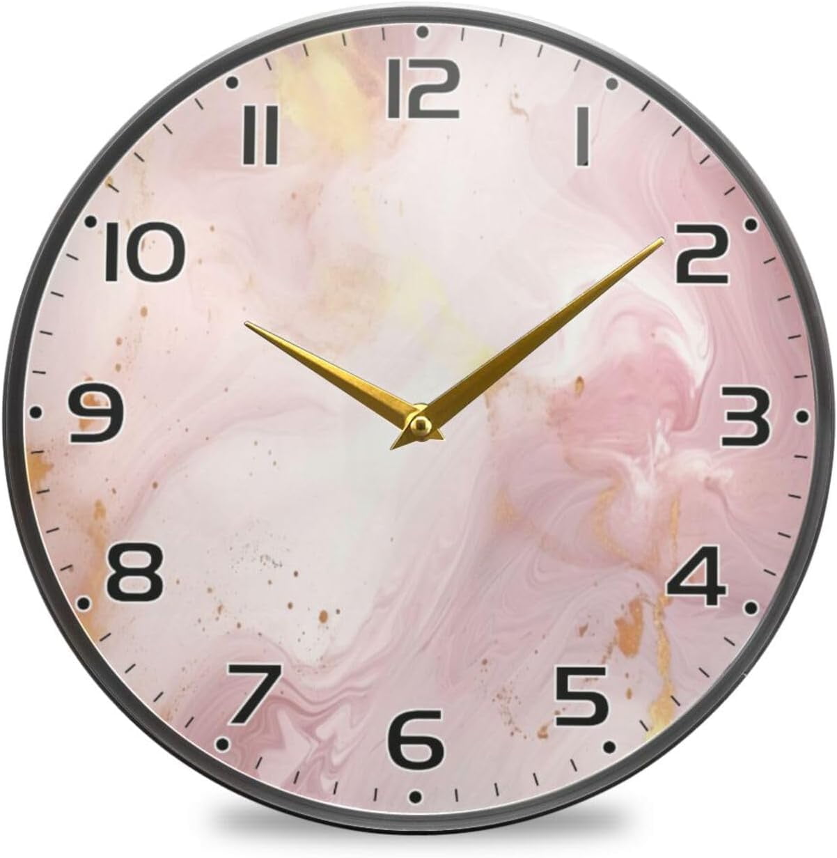 Coolnut Pink Gold Marble Wall Clock Round Silent Non Ticking Battery ...