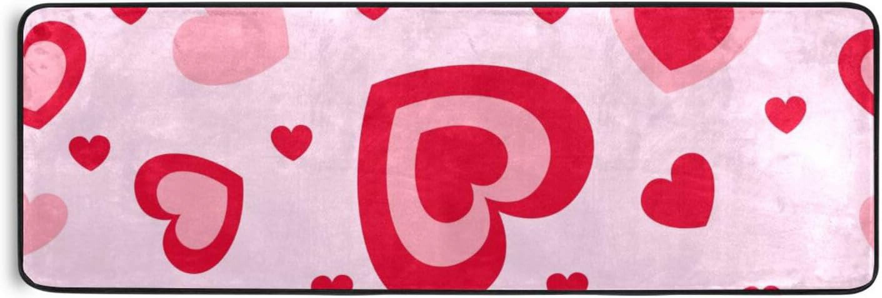 Coolnut Pink Heart Printing Area Rug - 2' x 6' Washable Runner Rugs ...