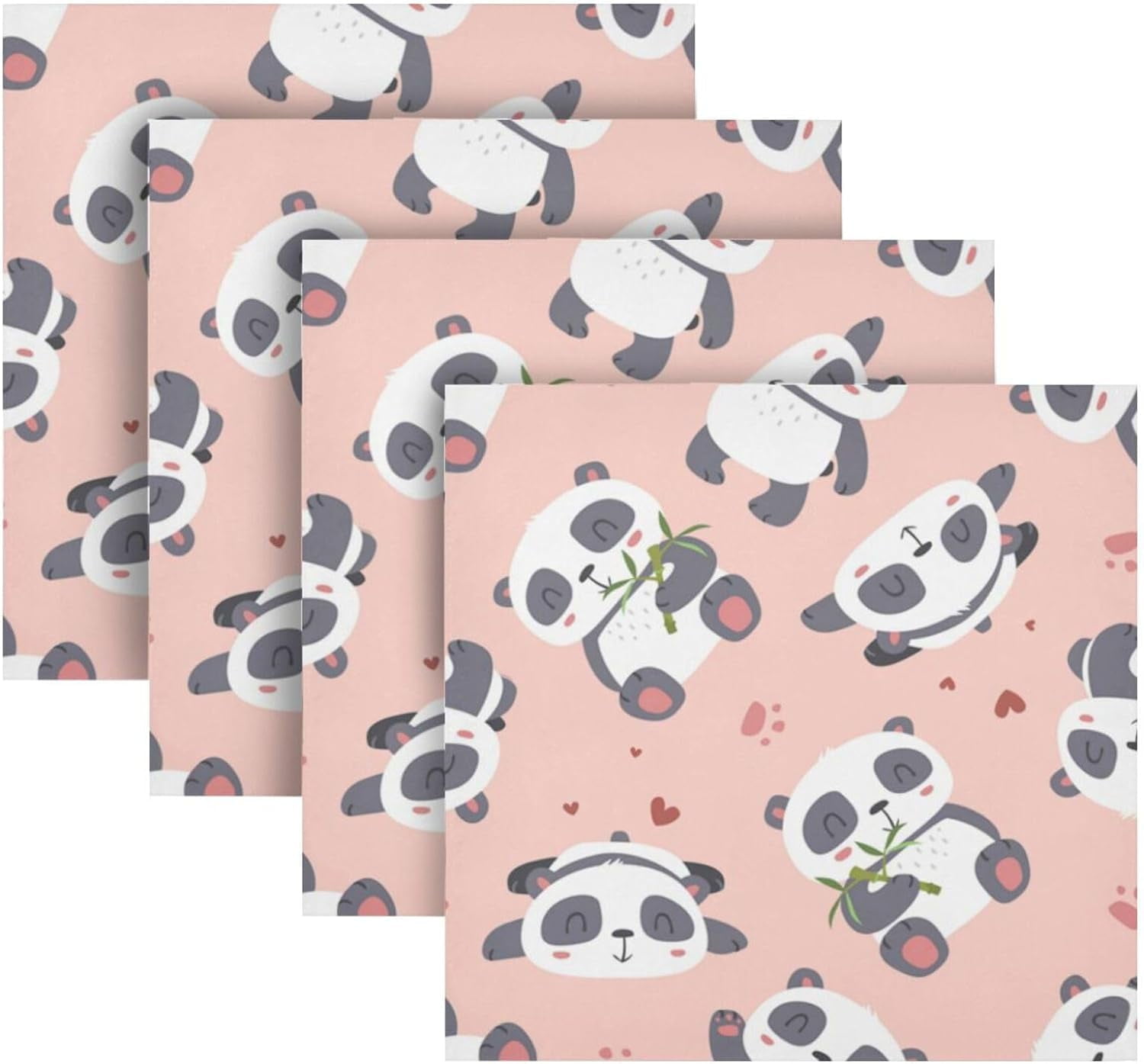 Coolnut Pink Panda Cloth Napkins Set of 1, Reusable Washable Polyester ...