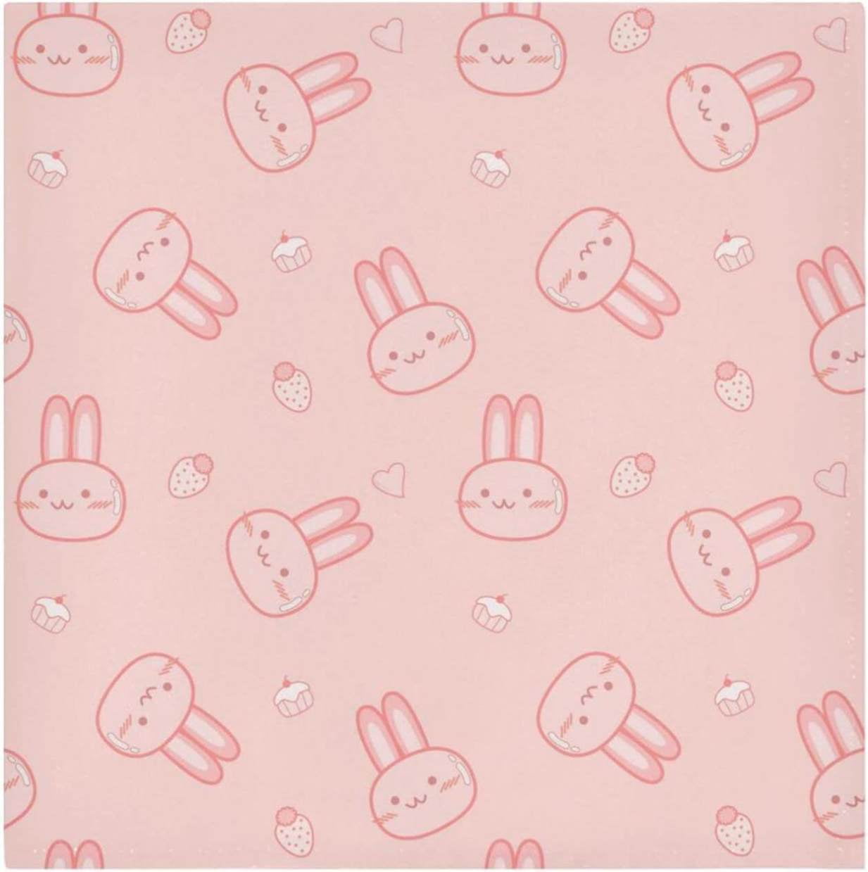 Coolnut Pink Rabbit Cloth Napkins Set of 4,Reusable Washable Polyester ...