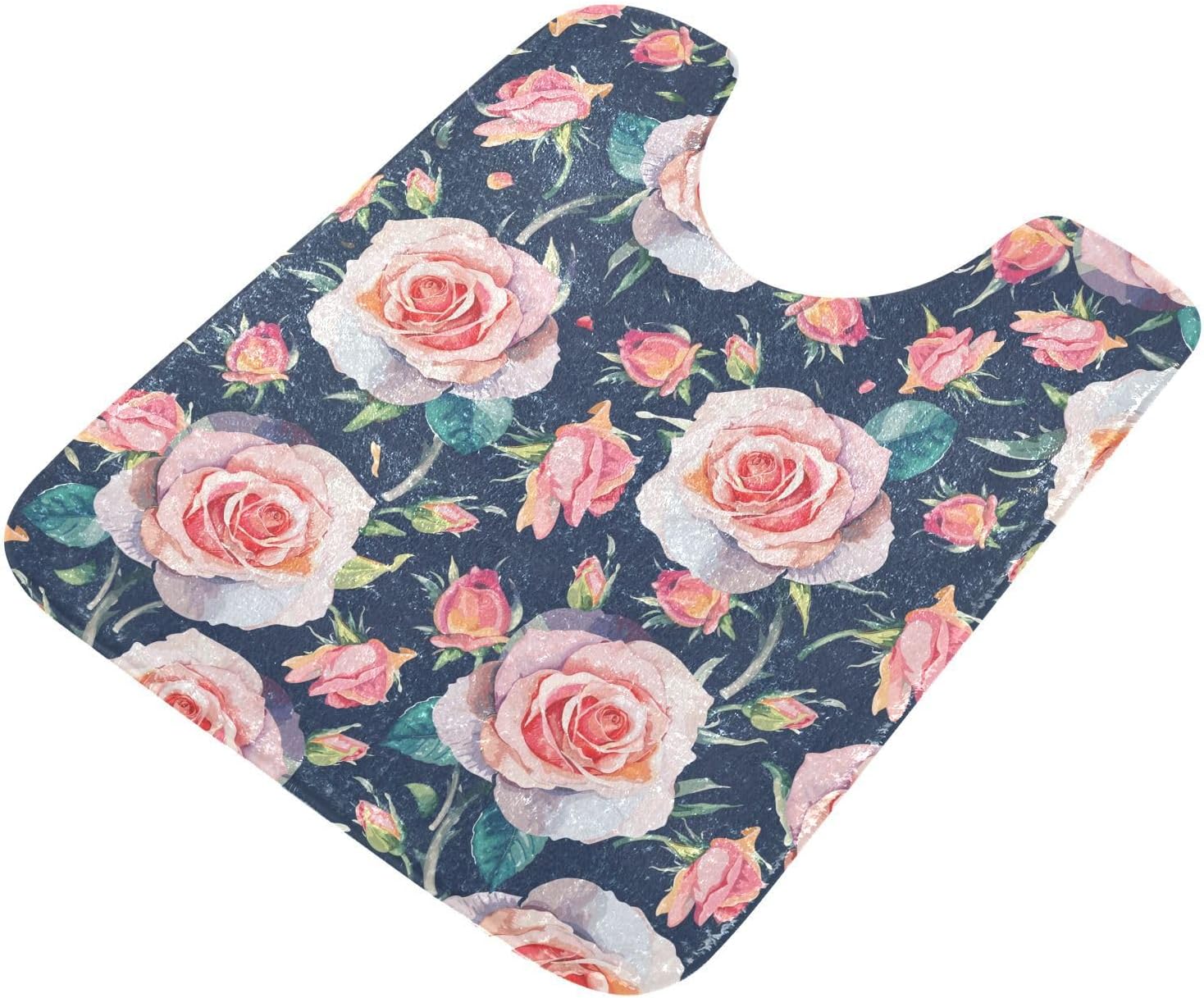 Coolnut Pink Rose Flower Floral Rosebud U Shape Toilet Bath Mat for ...