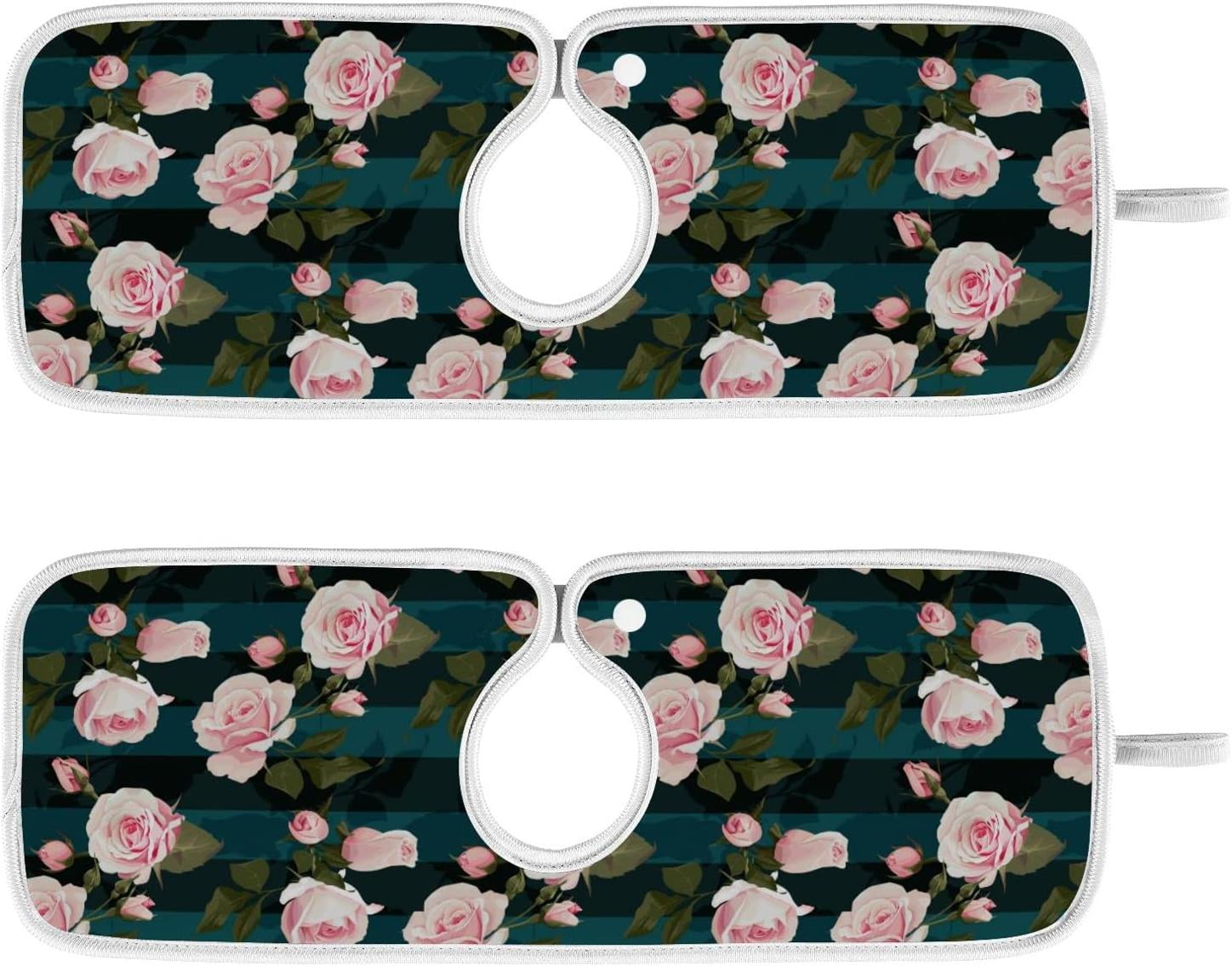 Coolnut Pink Roses Flower Sink Splash Guard for Faucet 2 Packs Faucet ...