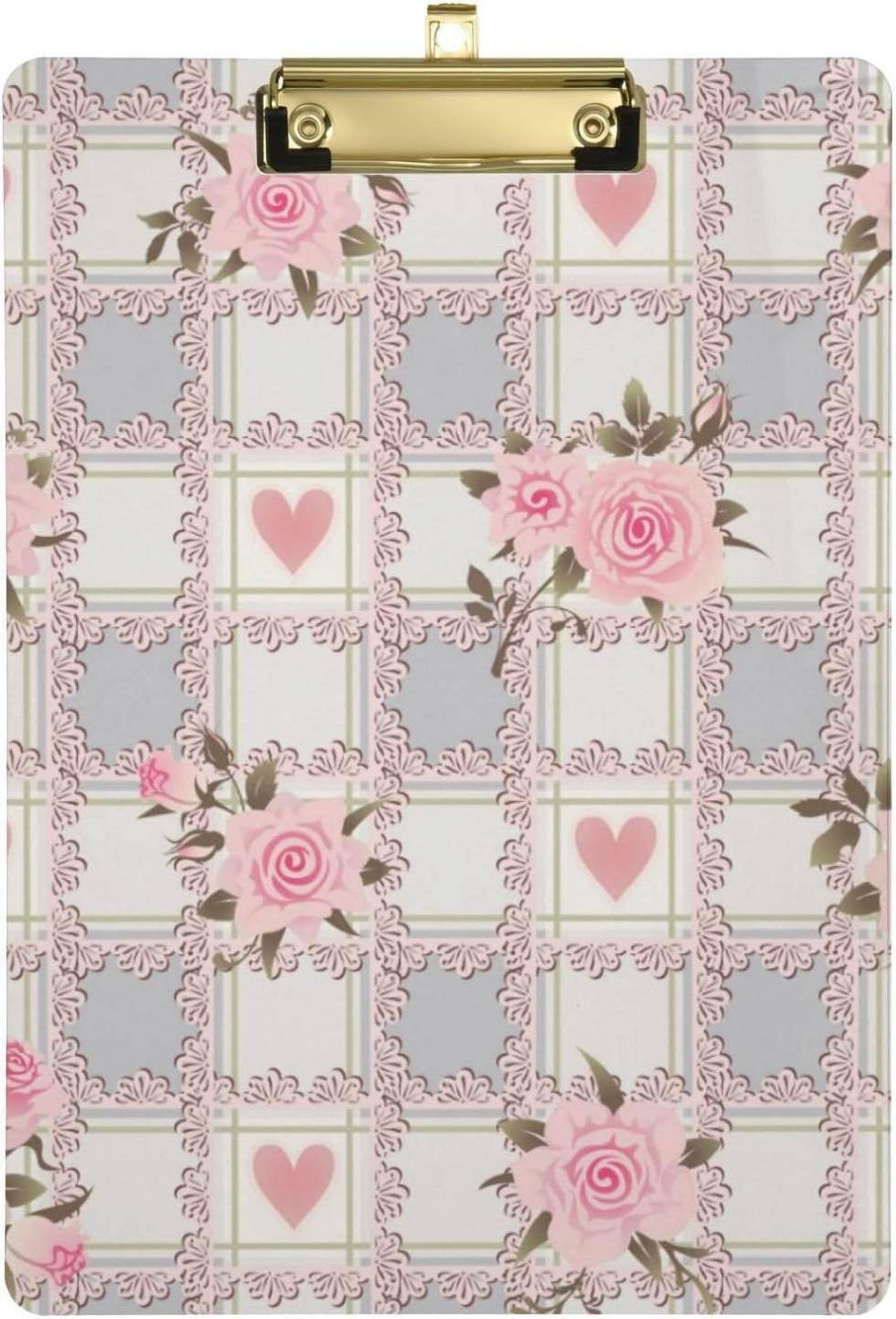 Coolnut Pink Roses Plaid Clipboard, Acrylic Standard A4 Letter Size ...
