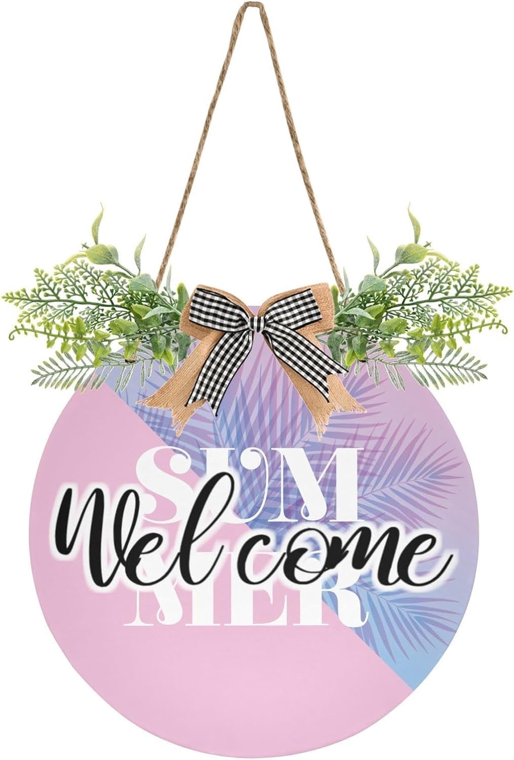Coolnut Pink Summmer Front Door Round, Hanging Welcome Sign, Front Door ...