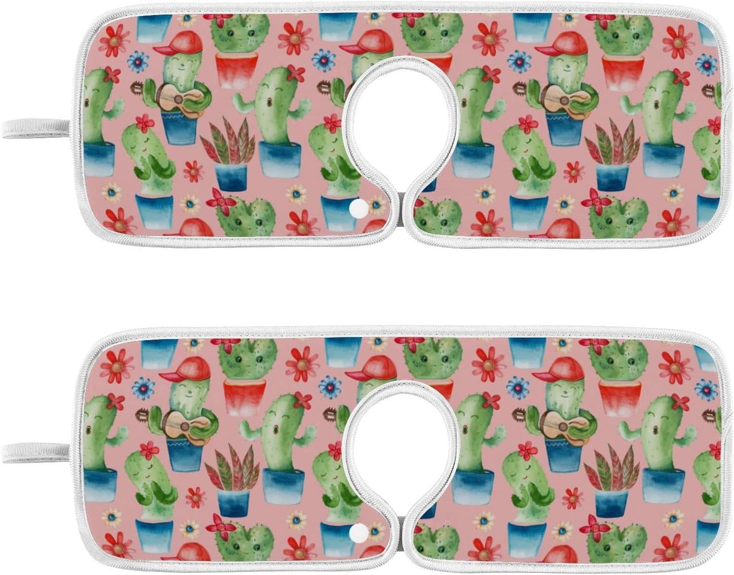Coolnut Pink Watercolor Cacti Sink Splash Guard for Faucet 2 Packs ...