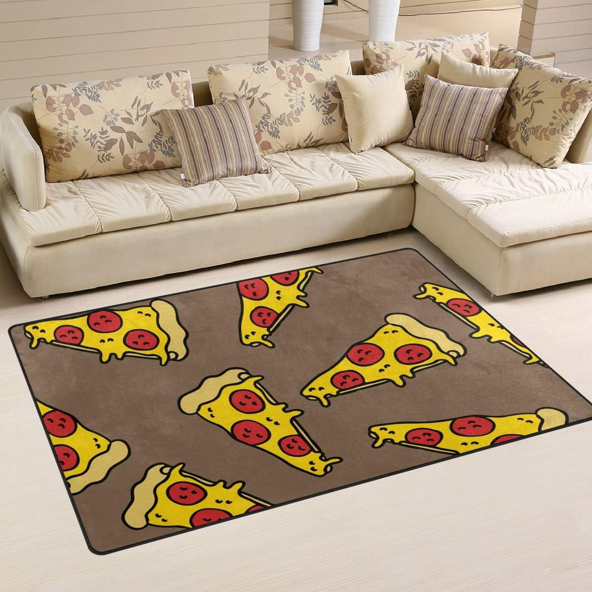 Coolnut Pizza Doodle Area Rug Carpet for Living Room Bedroom 3'x2 ...