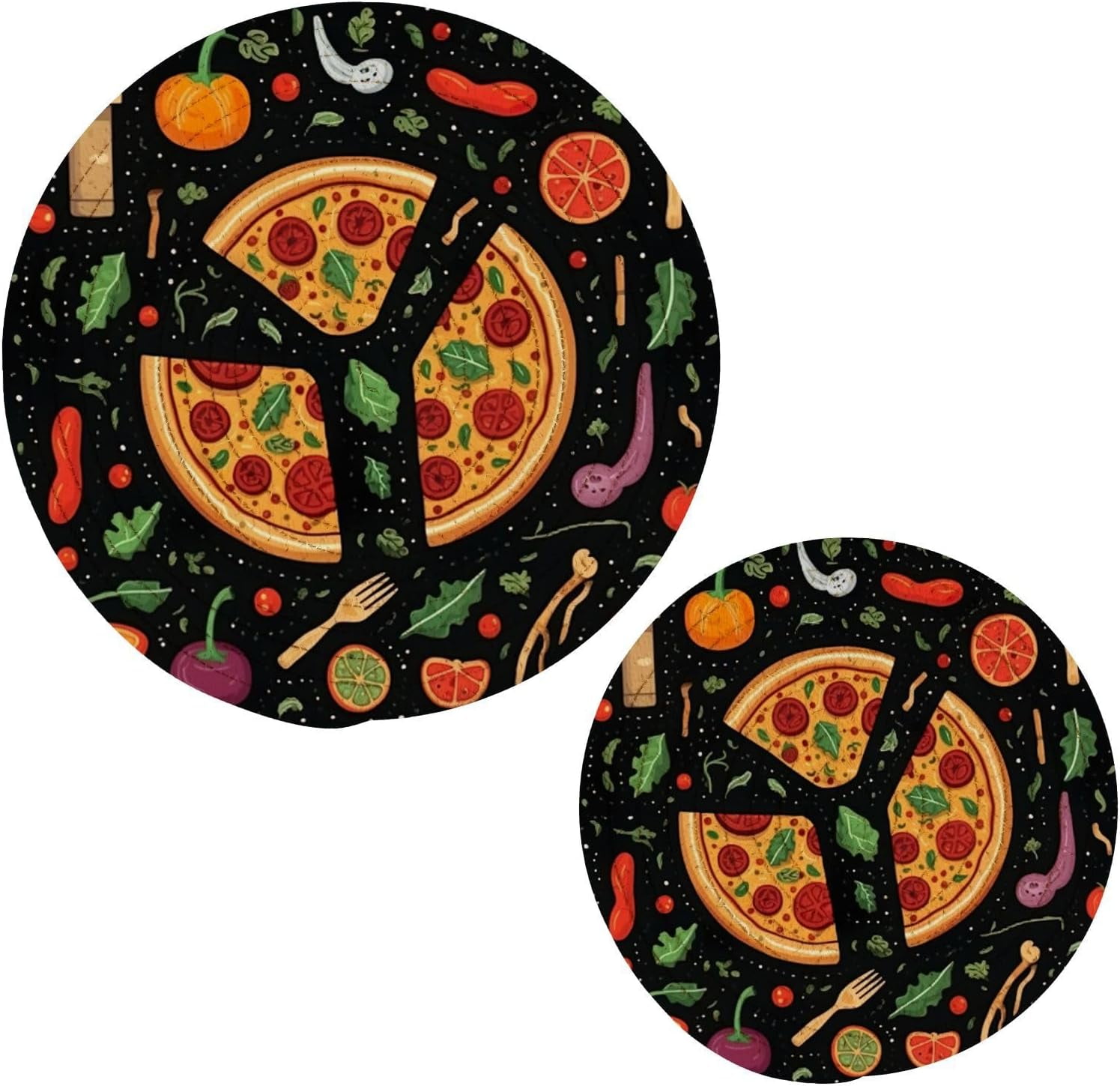 Coolnut Pizza Trivets Pot Holders Set of 2 Potholders for Kitchens Pure ...