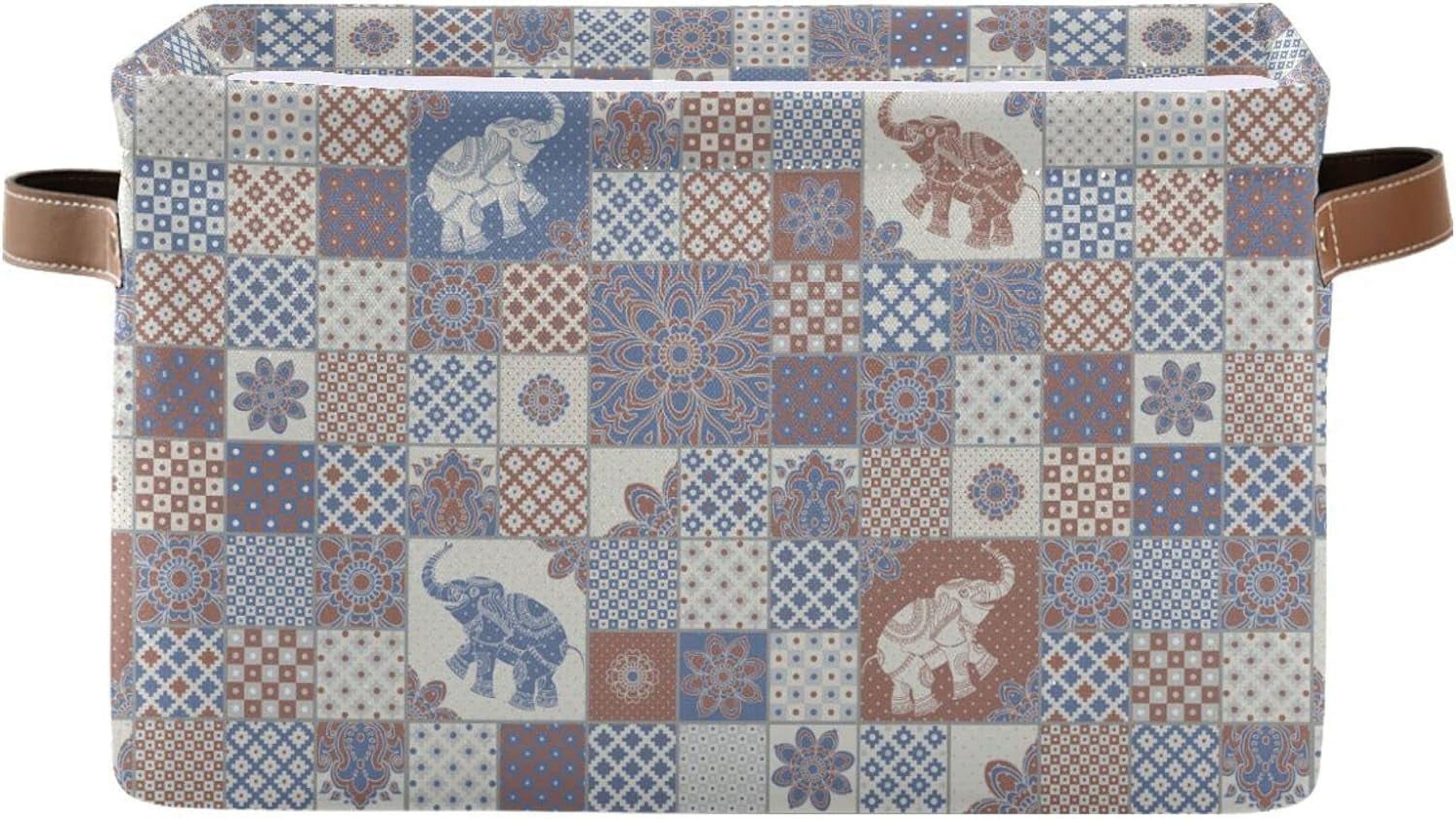 Coolnut Plaid Flower Elephant Foldable Storage Basket for Shelves ...