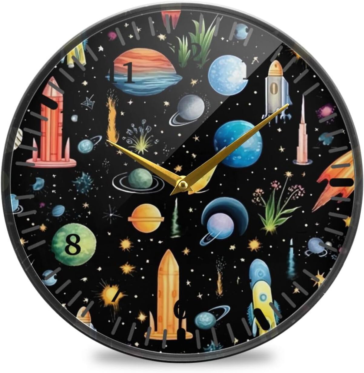 Coolnut Planet Flyer Wall Clock Silent Non-Ticking Round 10 Inch Quartz ...