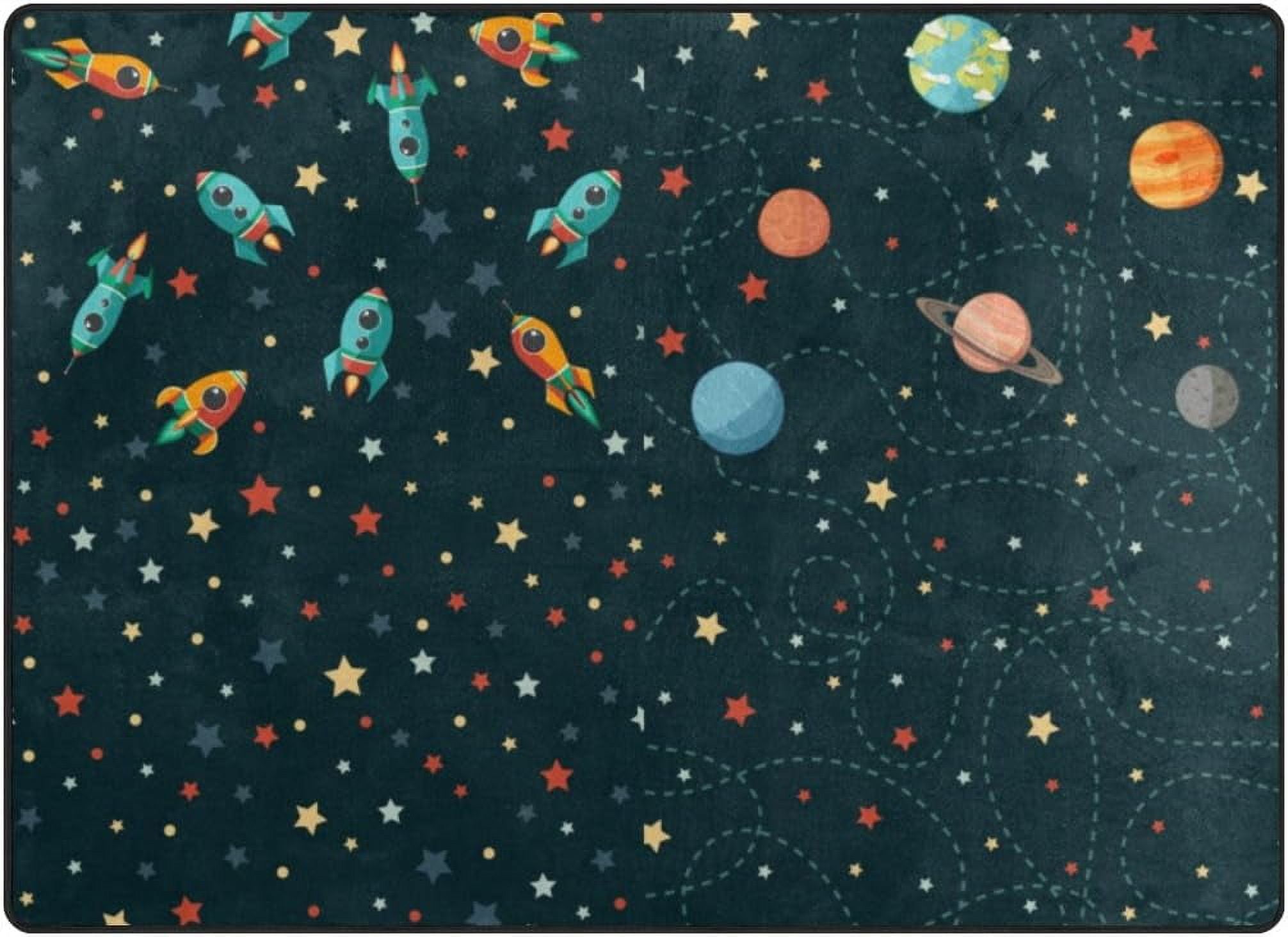 Coolnut Planets Rockets Stars 80 x 58 inches Lightweight Soft Area Rug ...