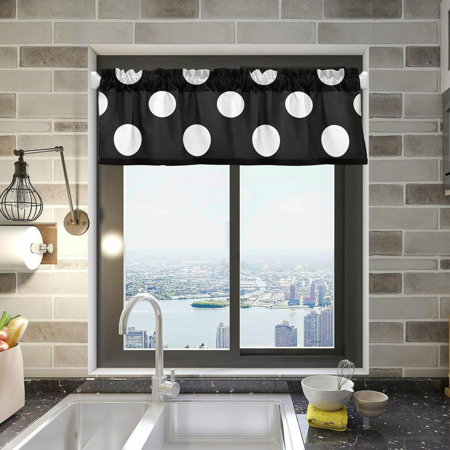 Coolnut Polka Dot Black Windows Valance Curtains, Double Layer Short ...
