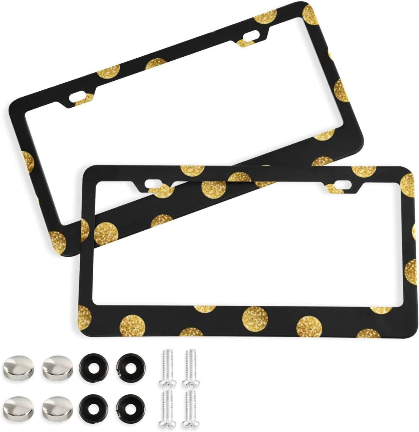 Coolnut Polka Dot License Plate Frames 2 Pack, Waterproof Aluminum ...