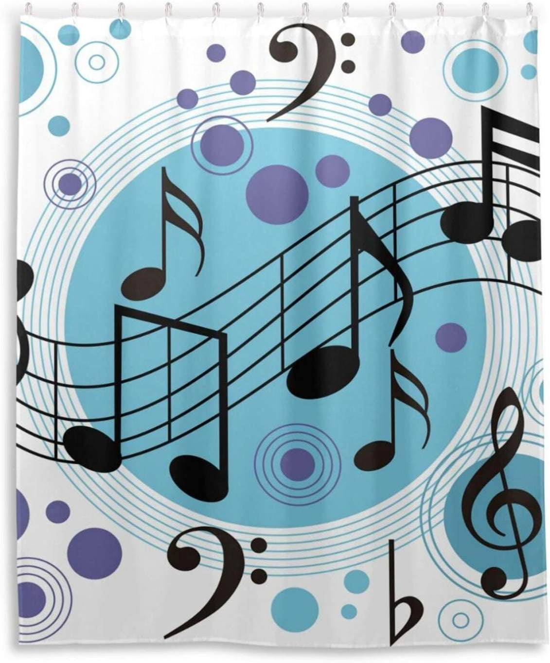 Coolnut Polka Dot Music Note Bathroom Waterproof Shower Curtain Set, 60 ...