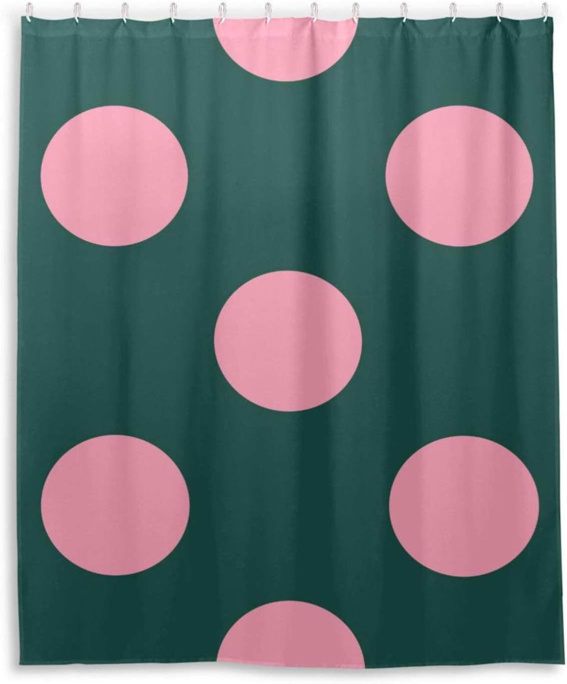 Coolnut Polka Dot Pink Bathroom Waterproof Shower Curtain Set 60x72