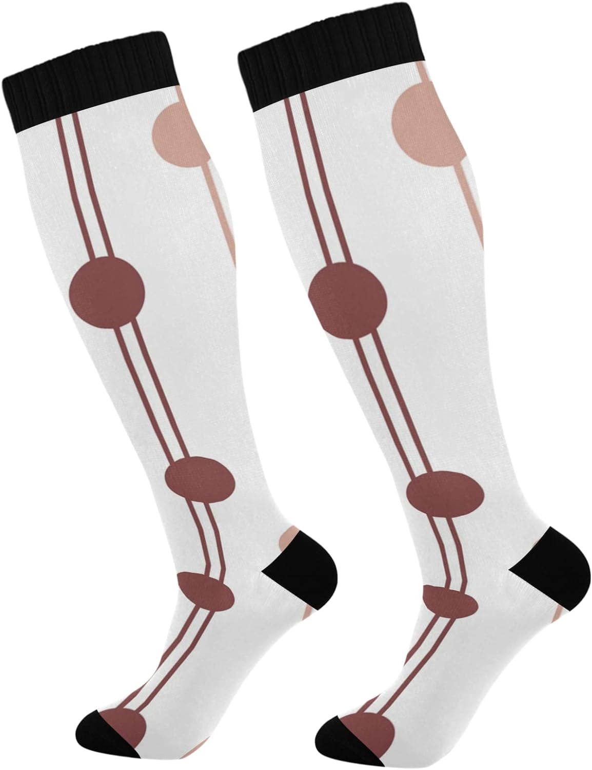 Coolnut Polka Dots Compression Socks, 1 Pack Women Men Long Stocking (20-30mmHg) Travel Knee ...