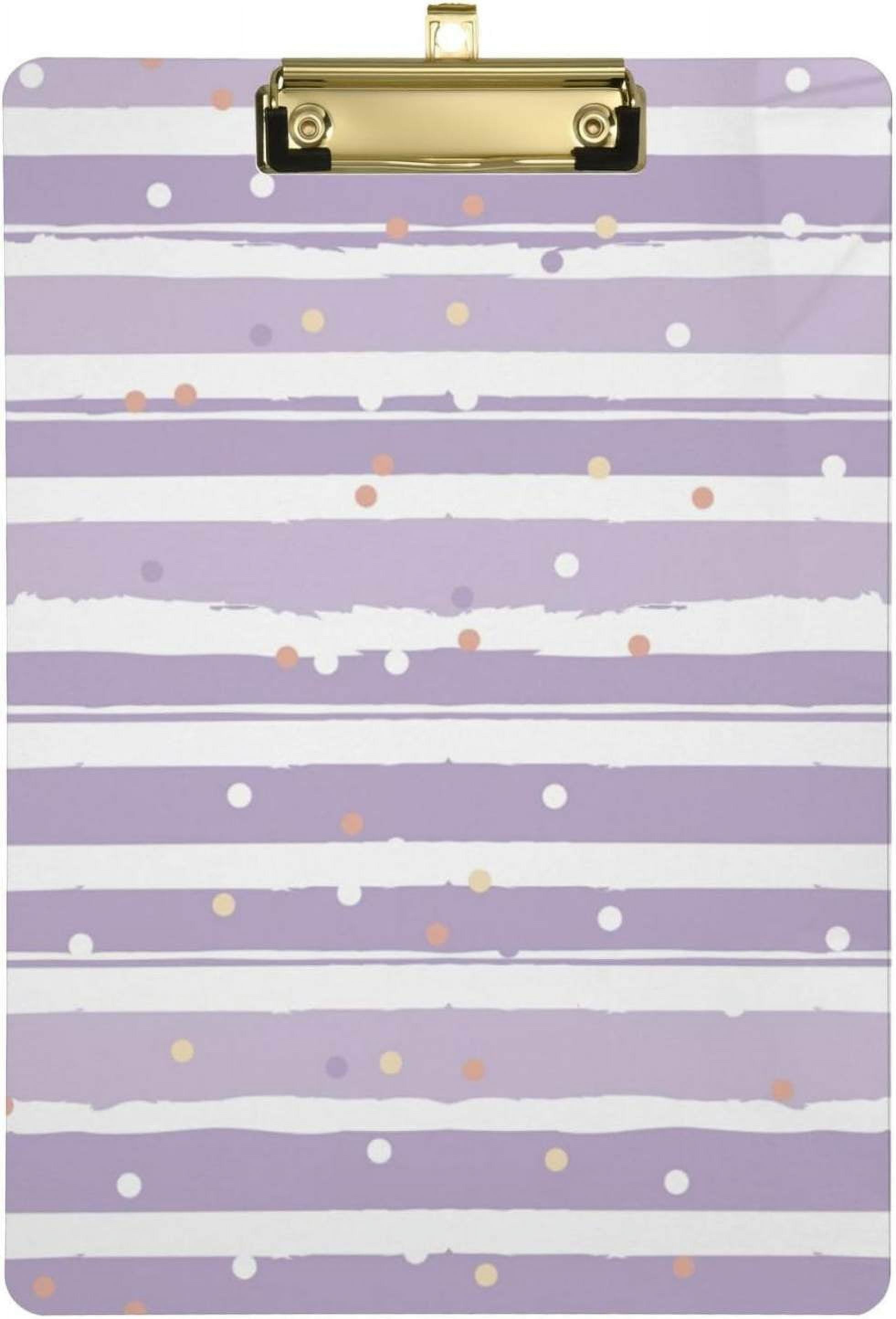 Coolnut Polka Dots Purple Stripes Clipboard, Acrylic Standard A4 Letter ...