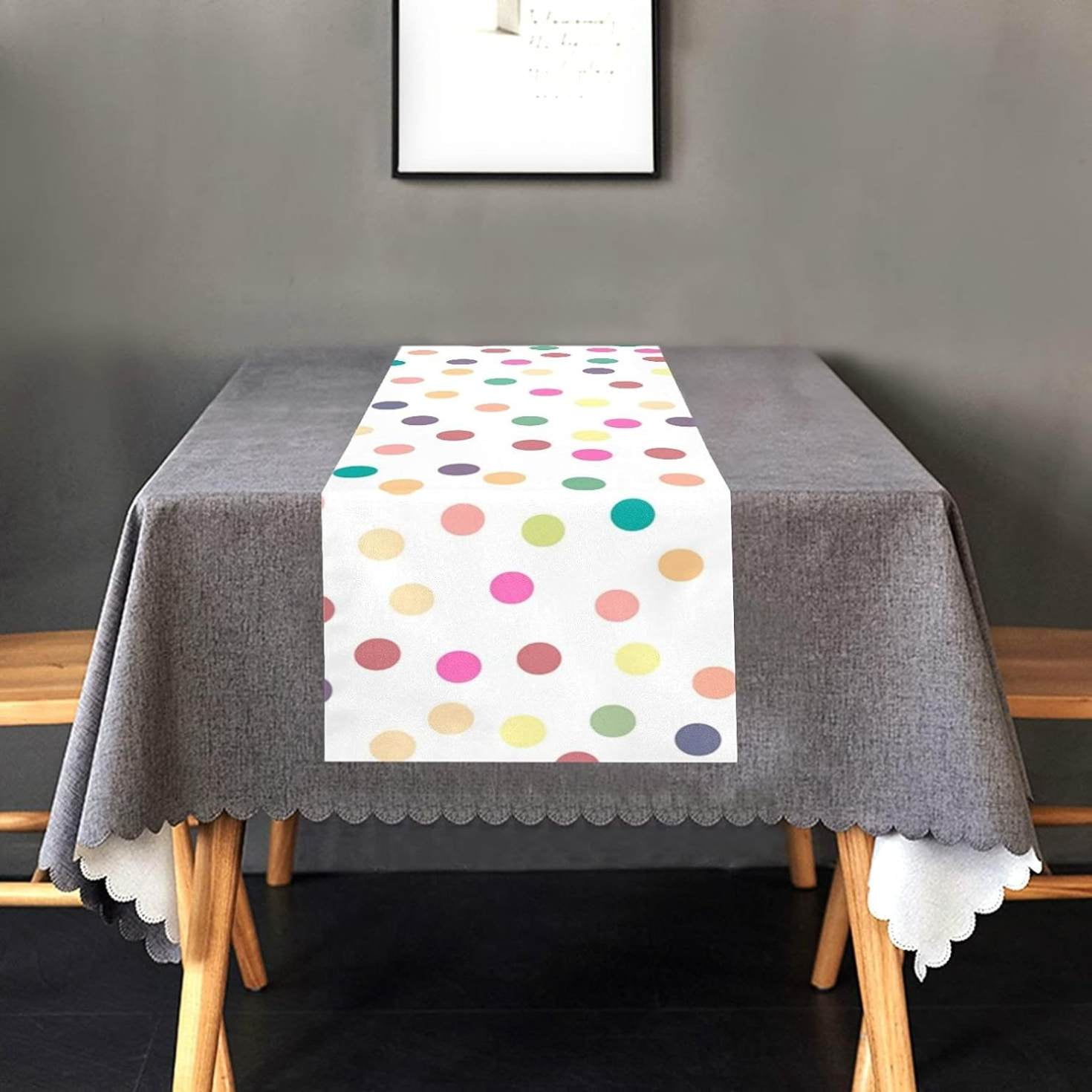 Coolnut Polka Dots Table Runner 14"x108", Kitchen Dining Table Cloth ...