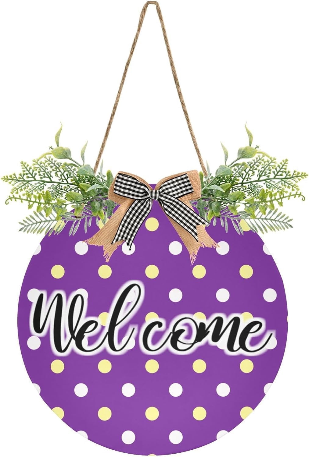 Coolnut Polka Dots on Violet Front Door Round, Hanging Welcome Sign ...