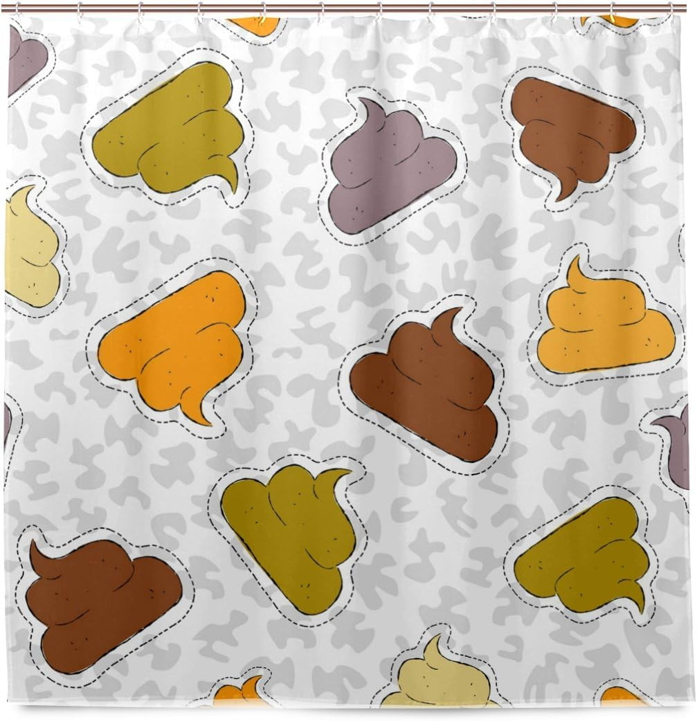 Coolnut Poop Icons Bath Shower Curtain Liners 72"x72", 100% Polyester C ...