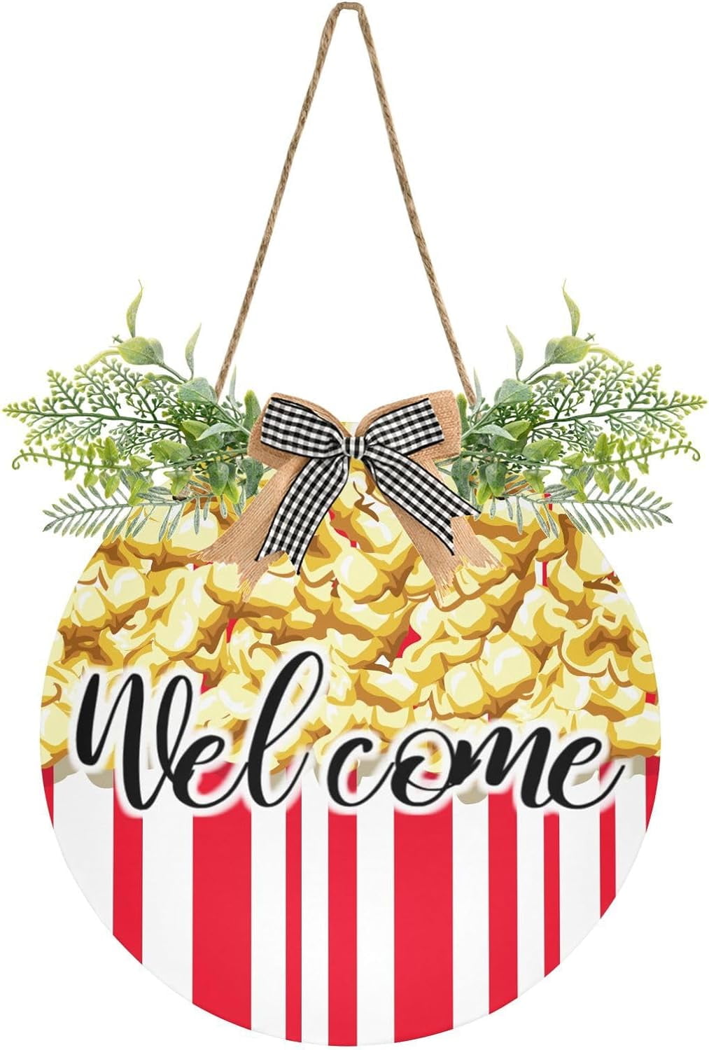 Coolnut Popcorn Front Door Round, Hanging Welcome Sign, Front Door for ...