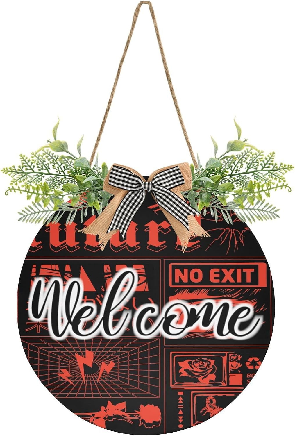 Coolnut Poster Front Door Round, Hanging Welcome Sign, Front Door for ...